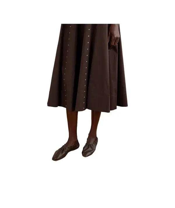 Staud Rue Gathered Leather Ballet Flats - Black