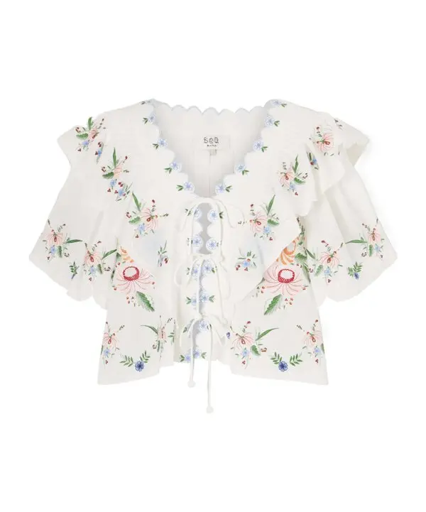 Sea Serafina Embroidered Ruffled Blouse - No
