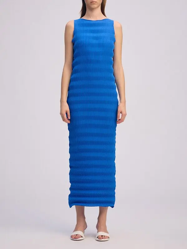 Issey Miyake Sleeveless Pleated Round Neck Dress