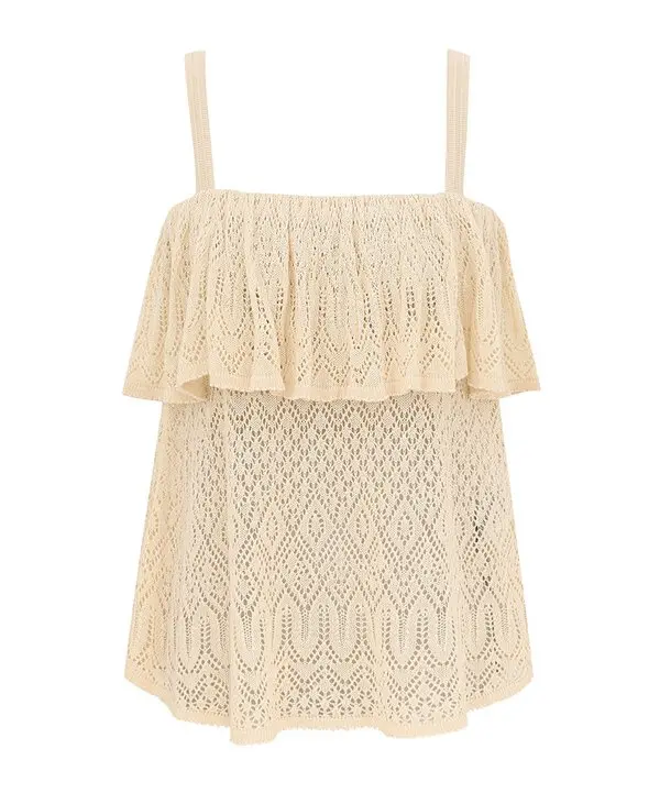 Zimmermann Mahon Ruffled Pointelle-knit Top