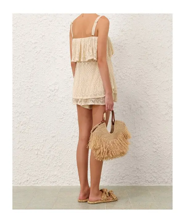 Zimmermann Mahon Ruffled Pointelle-knit Top