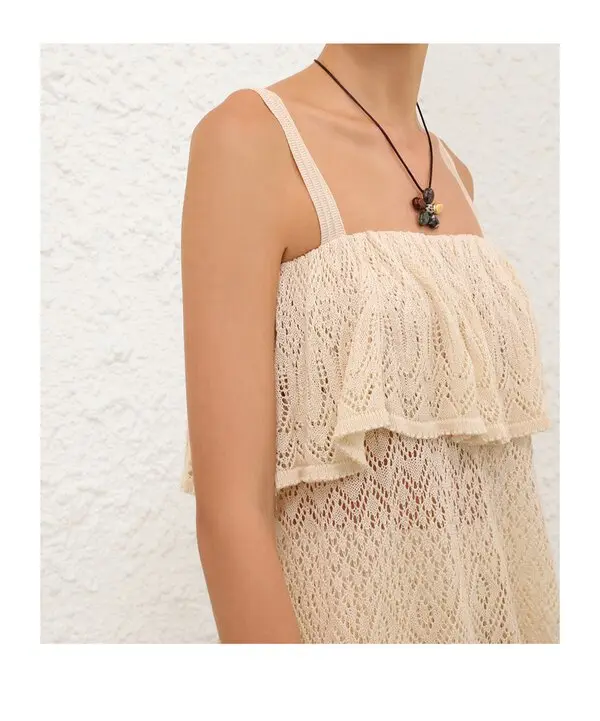 Zimmermann Mahon Ruffled Pointelle-knit Top