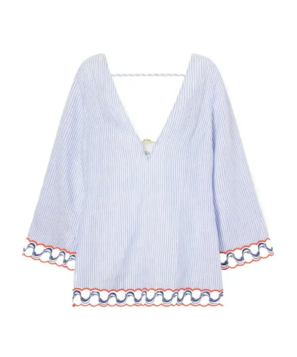 Farm Rio Embroidered Striped Cover-up - White