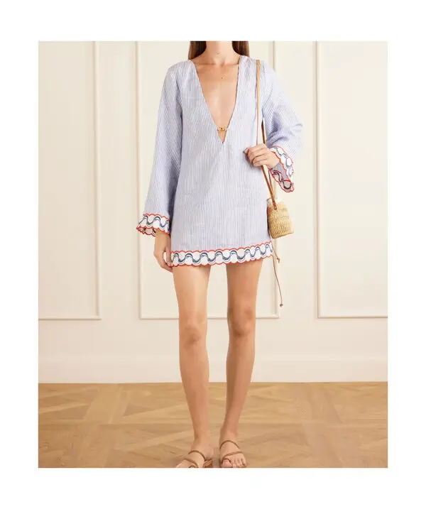 Farm Rio Embroidered Striped Cover-up