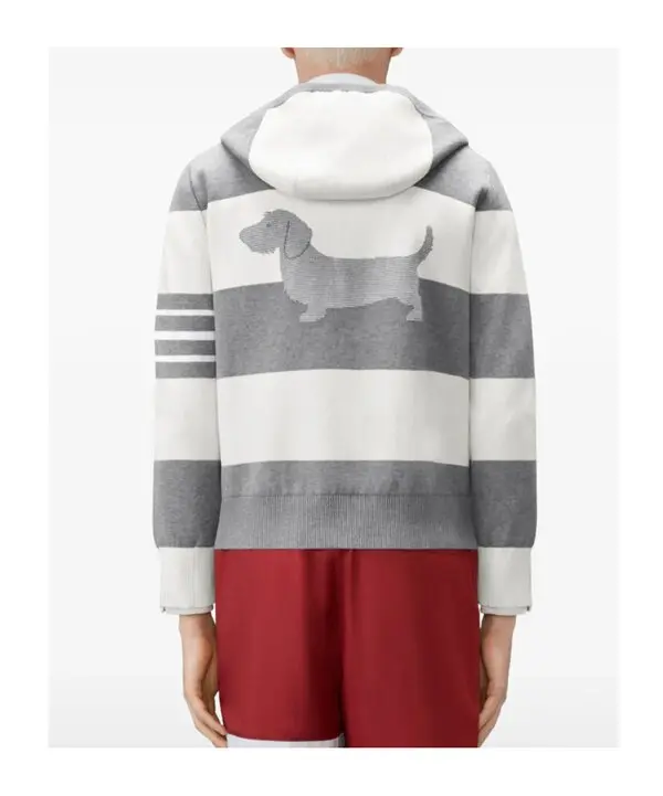 Thom Browne Hector Striped Hoodie With Drawstring And Zip Closure