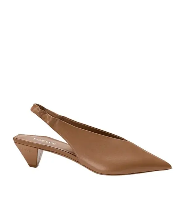 Loewe Origami Cubic Slingbacks - Mocha