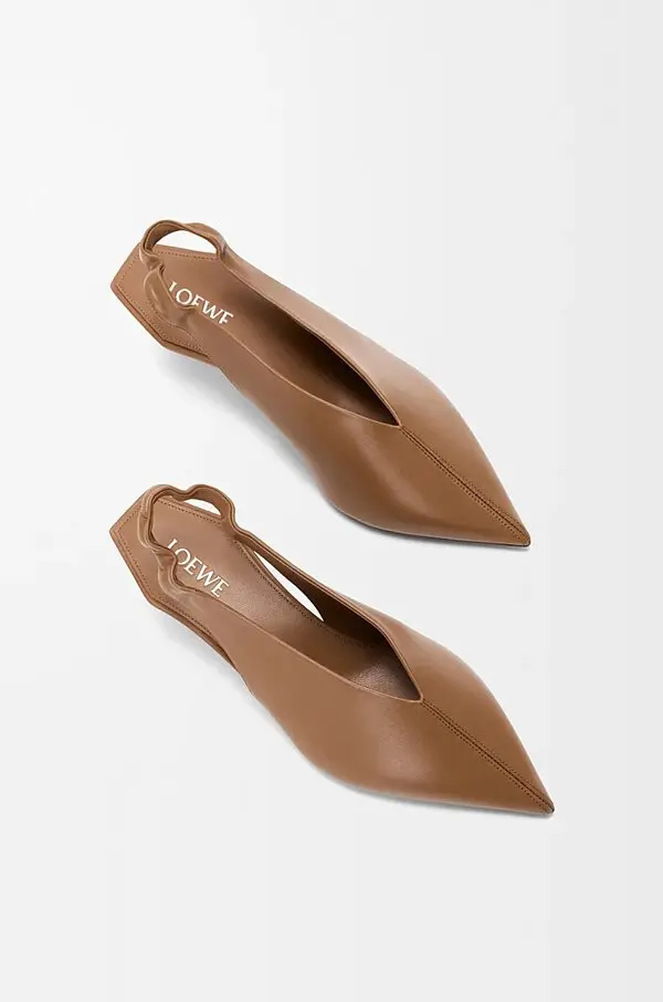 Loewe Origami Cubic Slingbacks - Mocha
