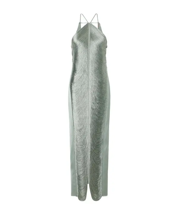 Cult Gaia Satin-trimmed Mesh Gown - Gray