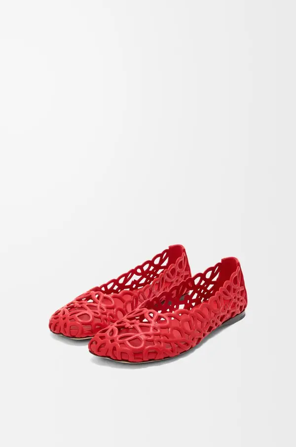 Loewe Petal Anagram Ballerina Flats In Lambskin - Red