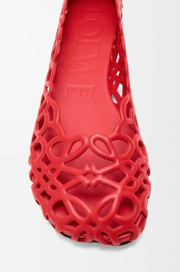 Loewe Petal Anagram Ballerina Flats In Lambskin - Red