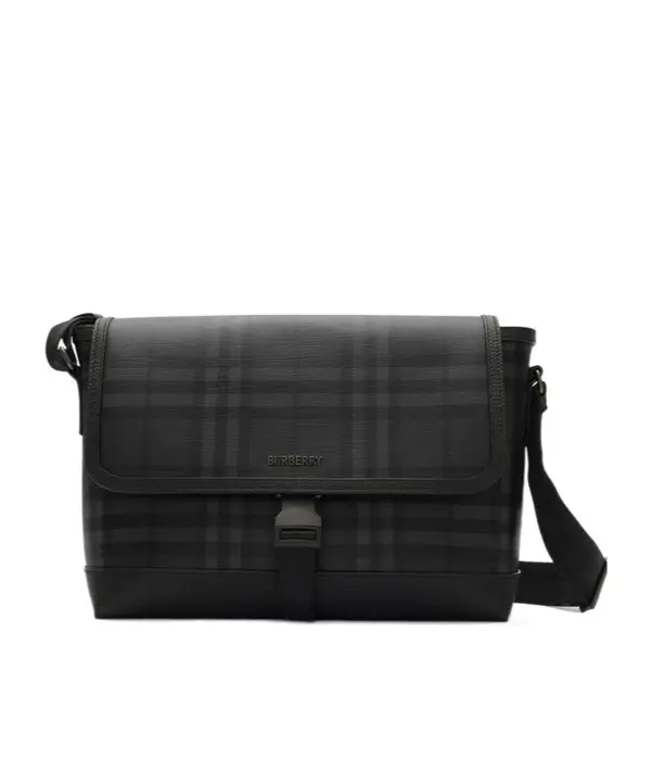 Burberry Medium City Check Clip Messenger Bag - Iron-gray
