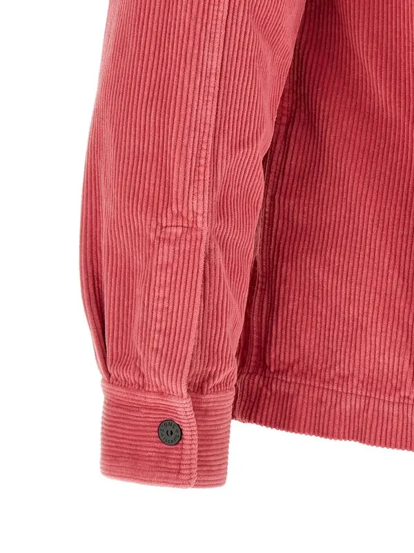 Stone Island Logo Patch Corduroy Shirt - Red