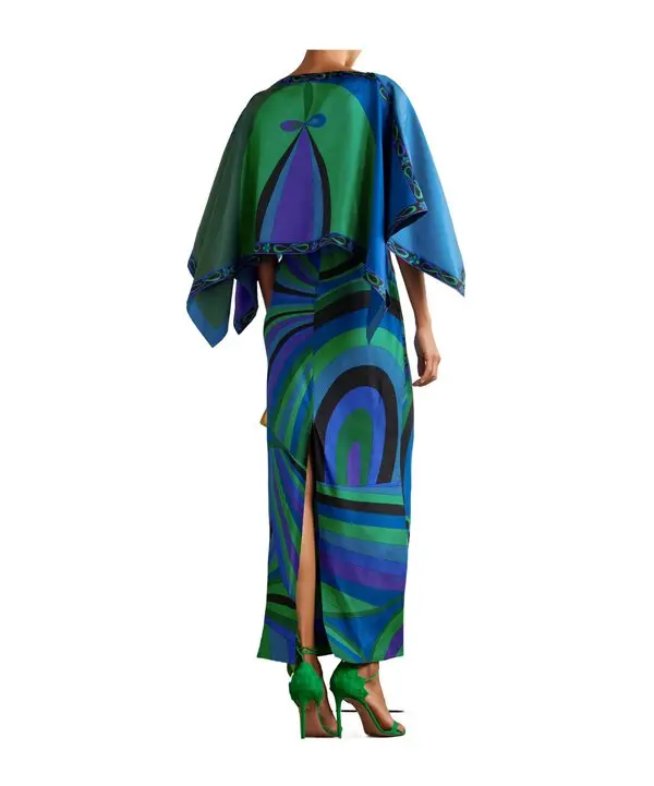 Emilio Pucci Layered Printed Silk-twill Maxi Dress