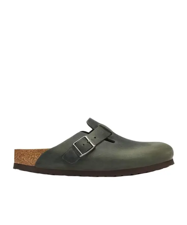 BIRKENSTOCK Boston Natural Leather Oiled Clogs