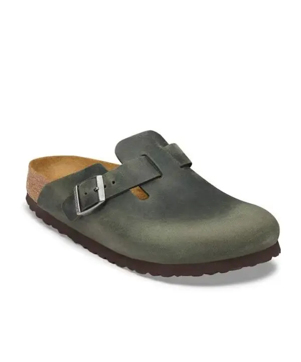 BIRKENSTOCK Boston Natural Leather Oiled Clogs