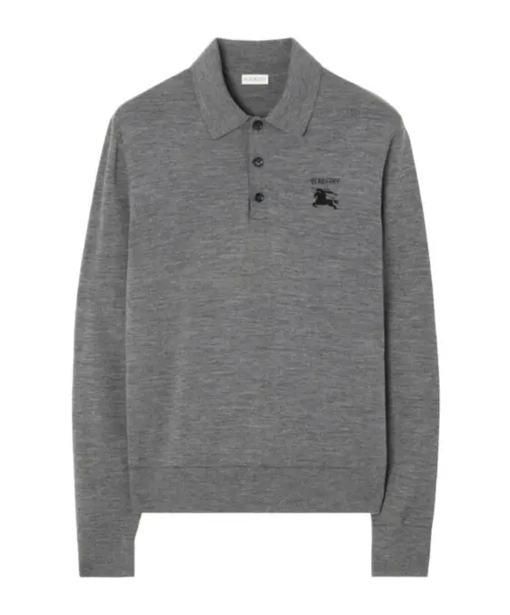 Burberry Long-sleeve Knight Wool Polo Shirt