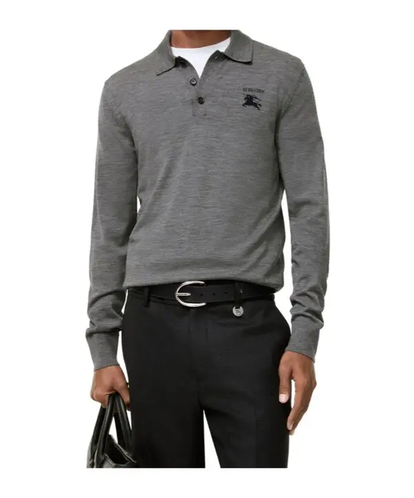 Burberry Long-sleeve Knight Wool Polo Shirt