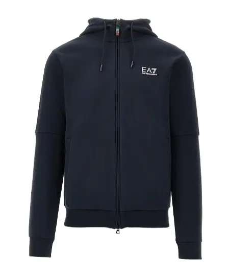 EA7 Long-sleeve Zip-up Hooded Sweatshirt With Drawstring