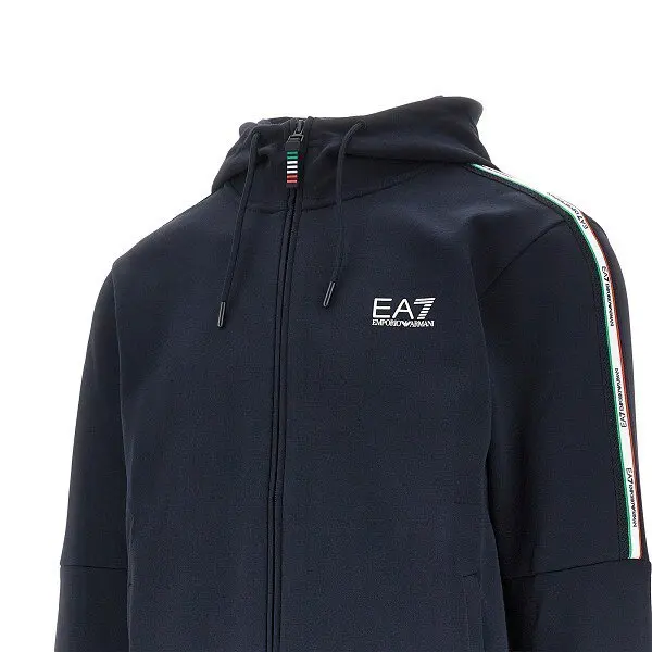 EA7 Long-sleeve Zip-up Hooded Sweatshirt With Drawstring