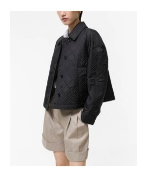 Burberry Quilted Nylon Cropped Jacket - Black