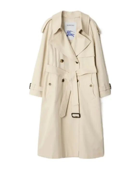Burberry Long Gabardine Fitzrovia Trench Coat - Stone Beige