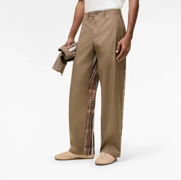 Burberry Tropical Gabardine And Check Chinos