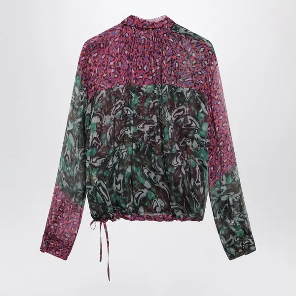 Dries Van Noten Printed Long Sleeve Shirt With Bow Detail