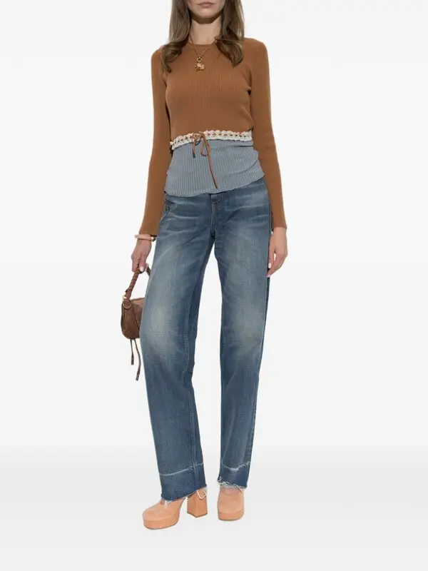 Chloé High-waisted Frayed-edge Jeans