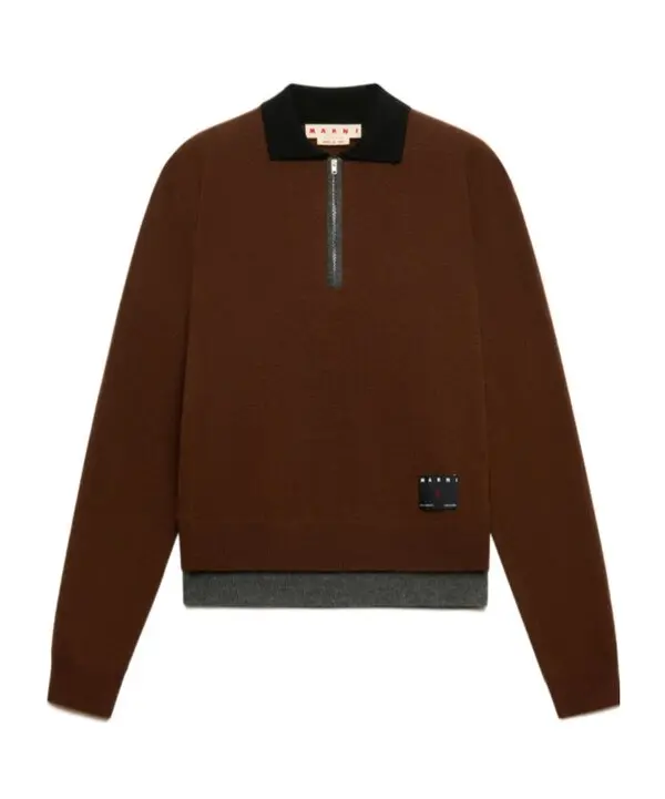 Marni Cashmere Polo Jumper With Layered Effect