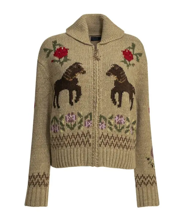 Polo Ralph Lauren Intarsia-knit Shawl Collar Cardigan - Green