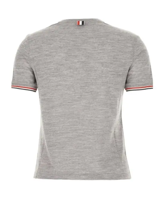 Thom Browne Striped Cuff Knitted T-shirt - Grey