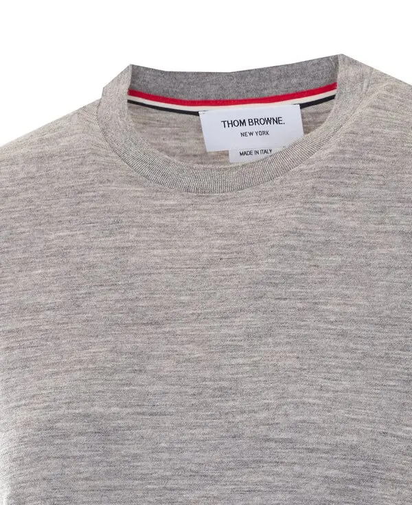 Thom Browne Striped Cuff Knitted T-shirt - Grey