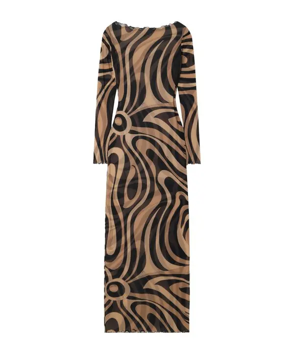 Emilio Pucci Marmo Printed Mesh Maxi Dress