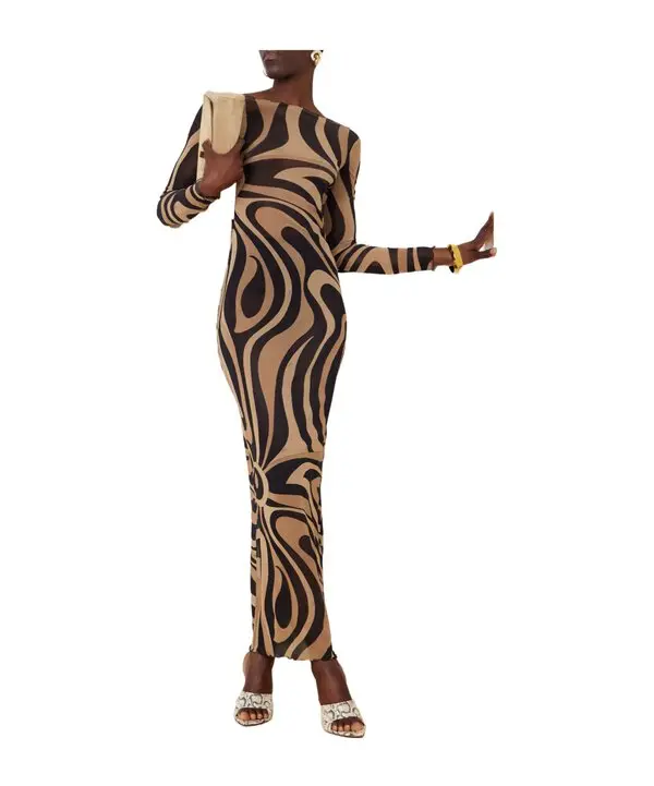Emilio Pucci Marmo Printed Mesh Maxi Dress
