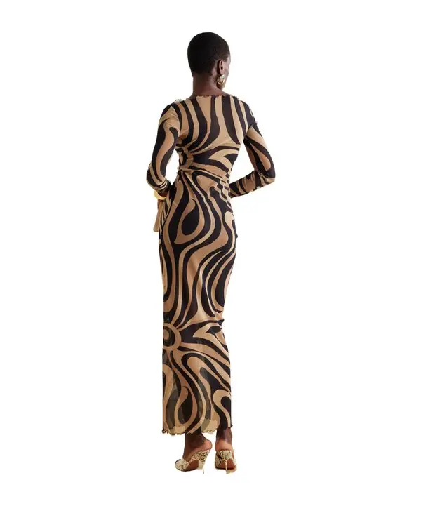 Emilio Pucci Marmo Printed Mesh Maxi Dress