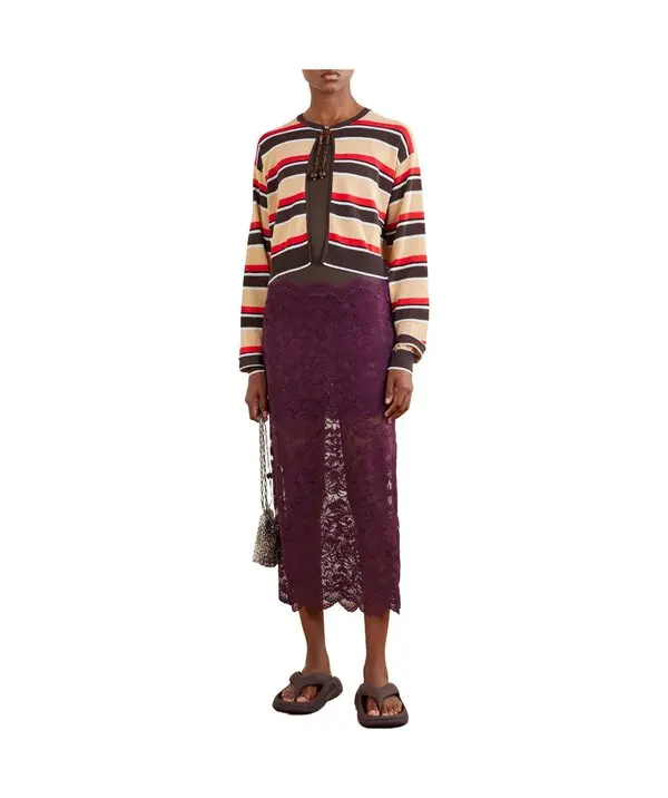Rabanne Striped Knit Cardigan With Tie Detail