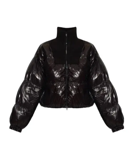 DIESEL® Cotton-padded Jacket With A Knit Collar - Black