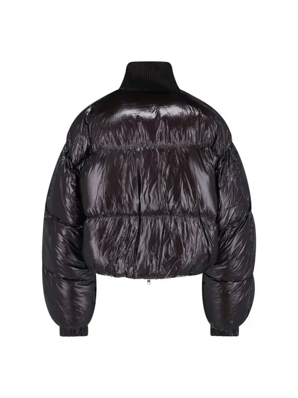 DIESEL® High-neck Puffer Jacket With Ribbed Details - Black