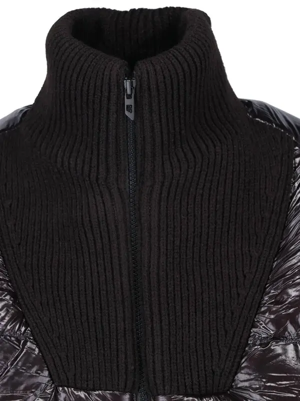 DIESEL® High-neck Puffer Jacket With Ribbed Details - Black