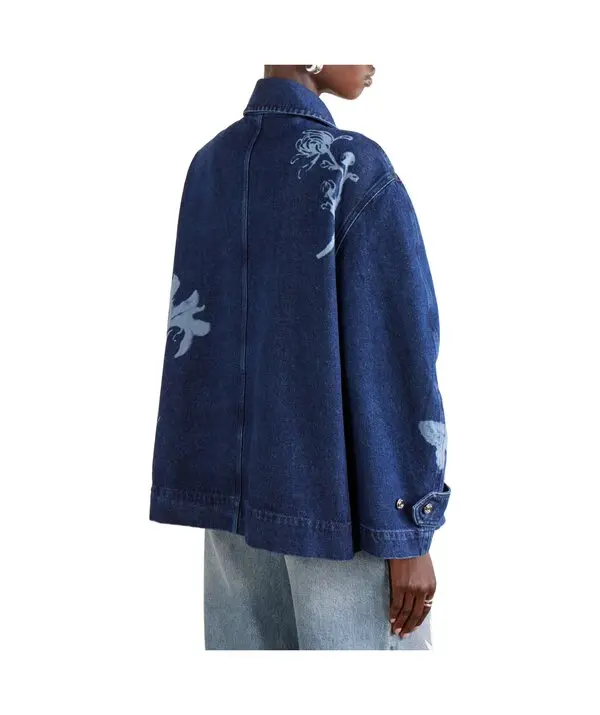 Erdem Belted Laser-printed Denim Jacket
