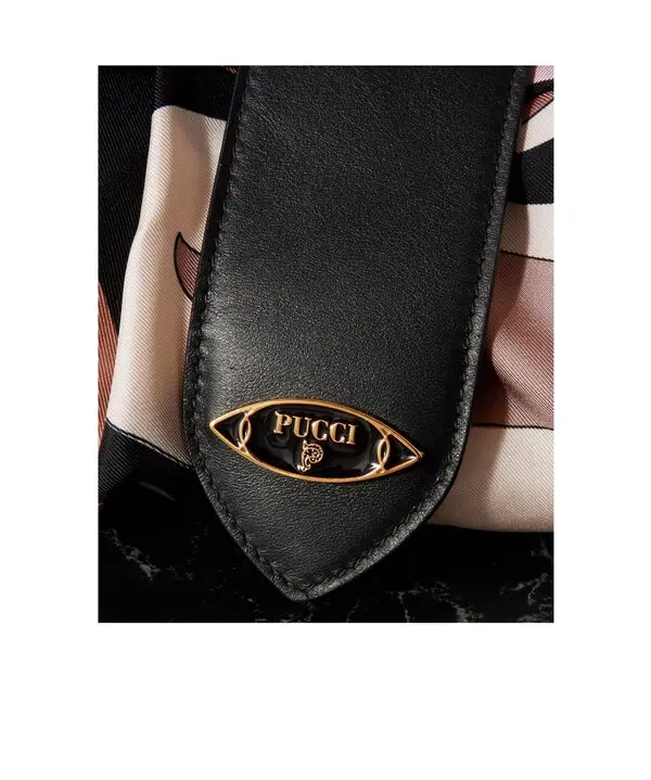 Emilio Pucci Leather-trimmed Knotted Printed Silk-twill Shoulder Bag