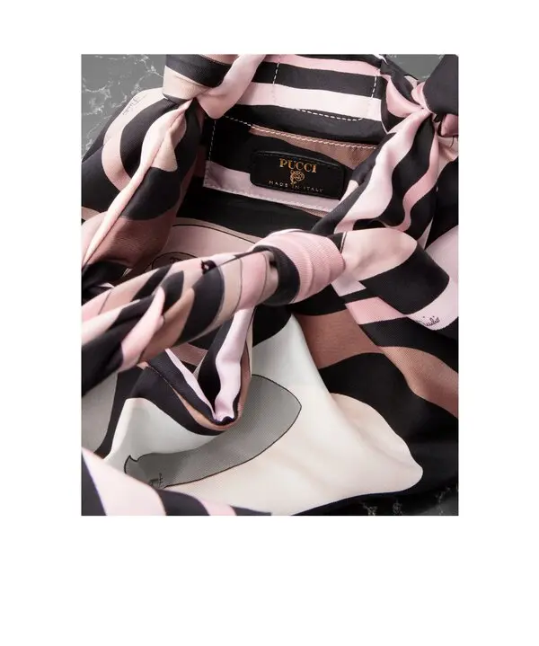 Emilio Pucci Leather-trimmed Knotted Printed Silk-twill Shoulder Bag