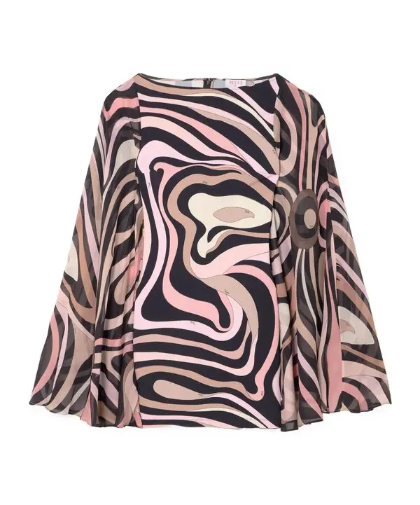 Emilio Pucci Cape-effect Printed Silk Crepe De Chine And Stretch-jersey Mini Dress - Black