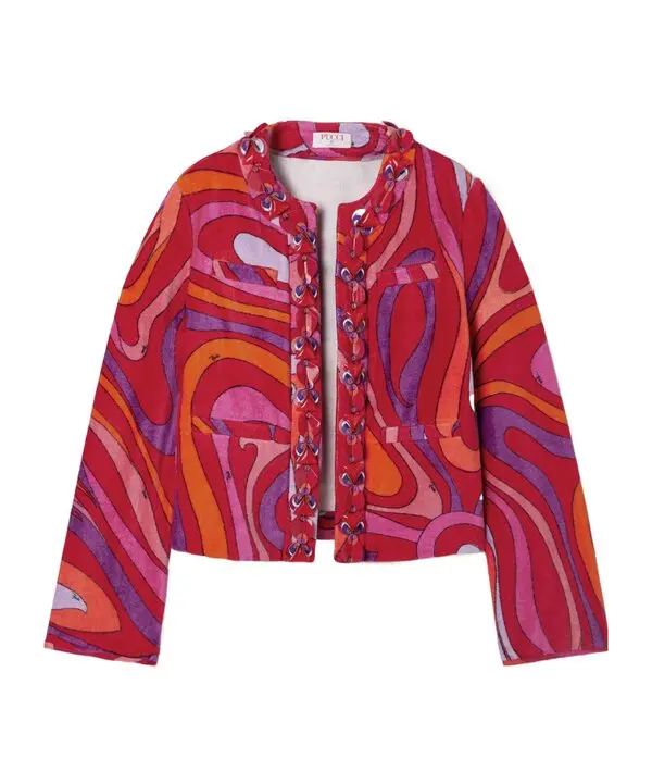Emilio Pucci Embellished Twill-trimmed Printed Cotton-terry Jacket - Red