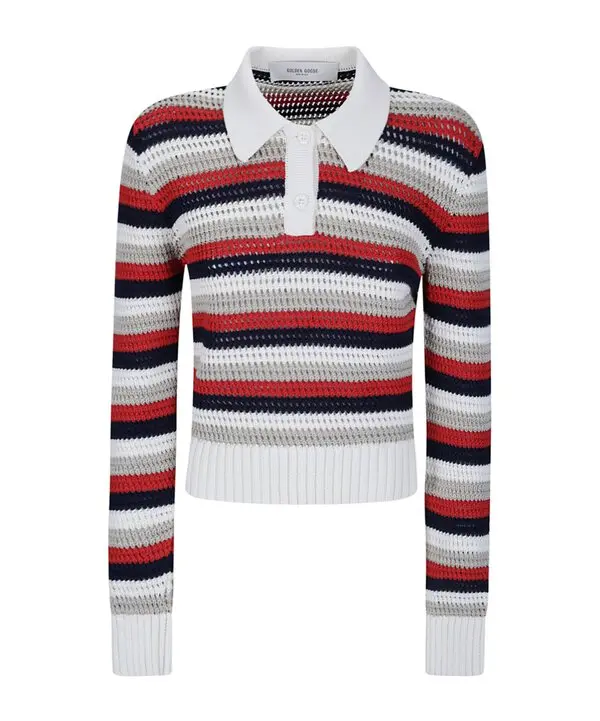 GOLDEN GOOSE Striped Knitted Top - Gray