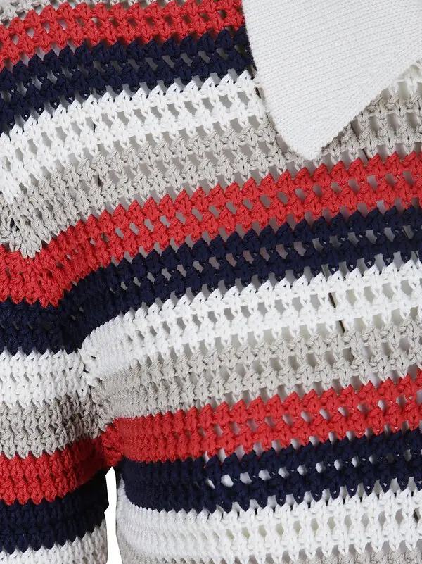 GOLDEN GOOSE Striped Knitted Top - Gray