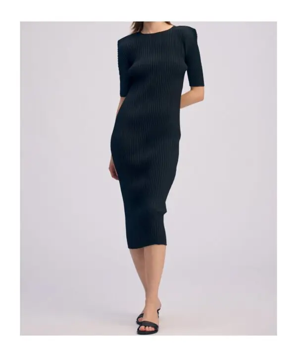 Issey Miyake Box-shoulder Pleats Midi Dress