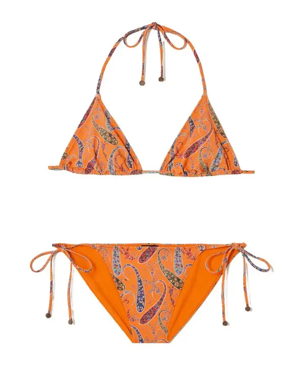 Etro Embellished Paisley-print Triangle Bikini