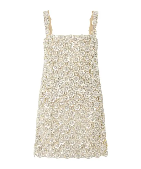 Oscar De La Renta Embroidered Mini Dress