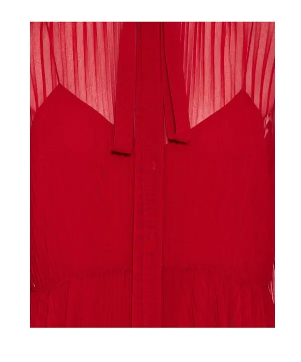 Gucci Pleated Maxi Dress With Pussy-bow And Sheer Sleeves